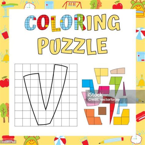 알파벳 색칠 퍼즐 논리 및 쓰기 교육 연습 미세 모터 기술 워크 시트 벡터 그림입니다 색칠하기에 대한 스톡 벡터 아트 및 기타 이미지 Istock