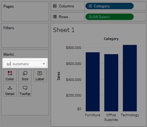 Change The Type Of Mark In The View Tableau