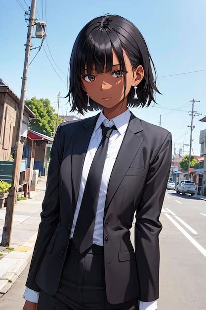 Premium Ai Image Black Woman Wearing Suit And Necktie