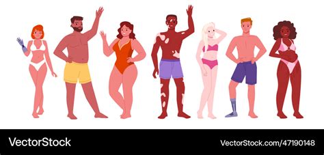 Body Positive People Set Happy Man And Woman Vector Image