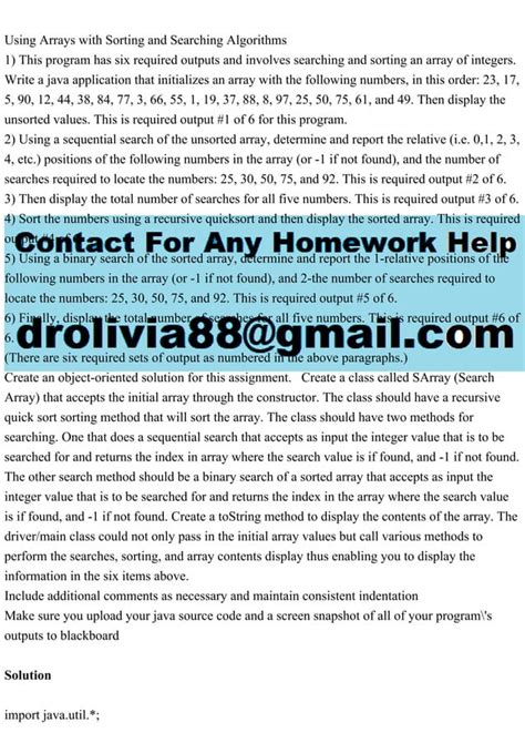 Using Arrays With Sorting And Searching Algorithms1 This Program Pdf