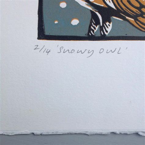 Snowy Owl Linocut Print Wildlife Linocut Print Curlew Cottage Design