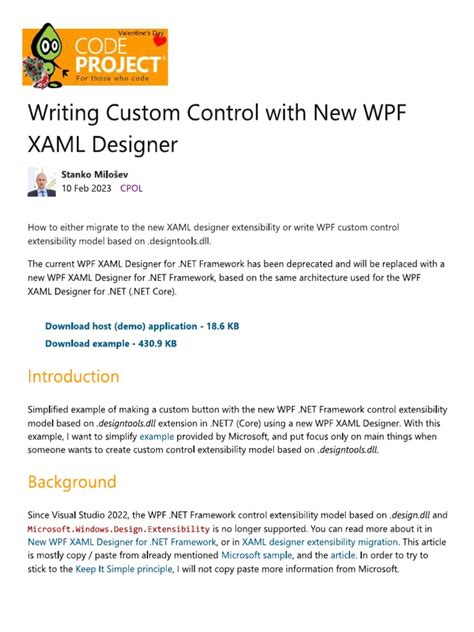Writing Custom Control With New Wpf Xaml Designer Pdf