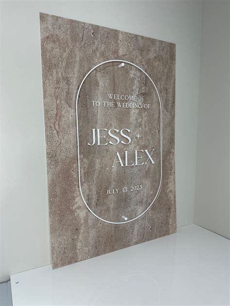 Faux Stone Wedding Welcome Sign With Standoffs Minimalist Modern