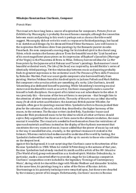 Pdf Mikalojus Konstantinas Ciurlionis Composer