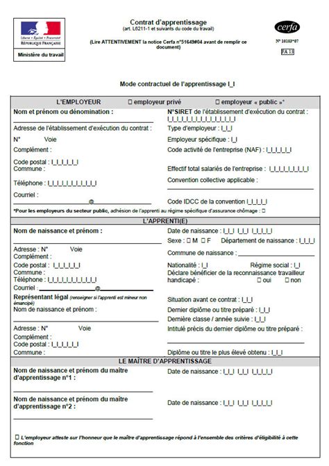 Cerfa 2023 Contrat Apprentissage Image To U