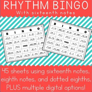 Rhythm Bingo With Sixteenth Notes By Marianne Ritter TPT