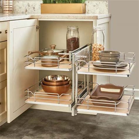 REV A SHELF Two Tier Blind Corner Organizer With Soft Close Maple Rev A Shelf PSP SC MP
