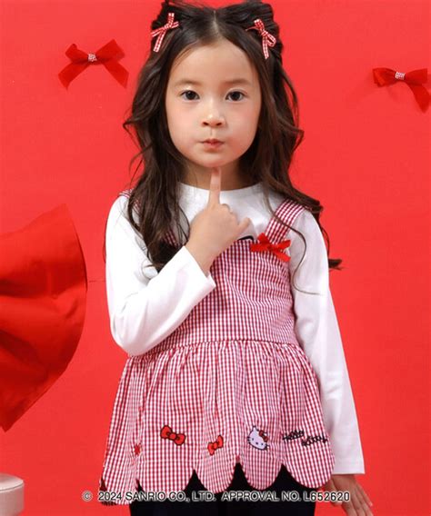 Slap Slip（スラップスリップ）の「【ハローキティ×slapslip】チェックドット柄スカラップビスチェハローキティプリント長袖t