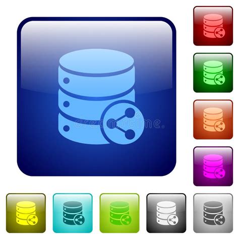 database table relations color square buttons stock vector