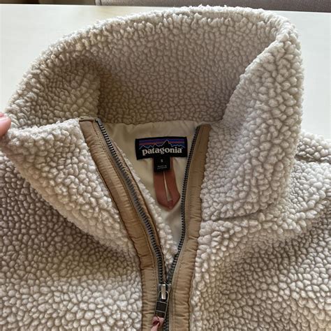Patagonia Womens Cream And Tan Coat Depop