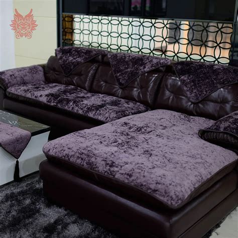 European Purple Royal Blue Beige Velvet Sofa Cover Plush Slipcovers