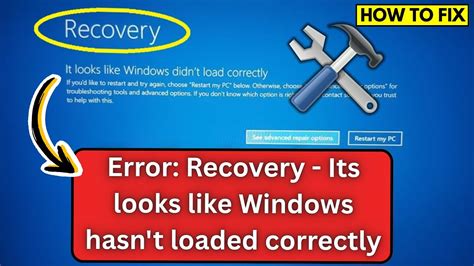 Recovery It Looks Like Windows Didnt Load Correctly On Windows 10 Blue Screen Error Youtube