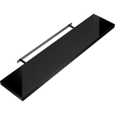 AJW Etagère Murale Flottante 90cm Max 15kg Noir Brillant MDF Robuste