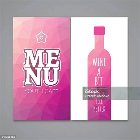 Template Desain Menu Anggur Poligonal Bar Restoran Untuk Ilustrasi Stok