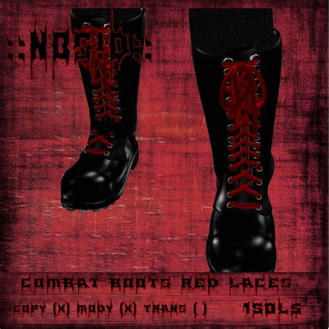 Second Life Marketplace Nosid Combat Boots Red Laces Boxed