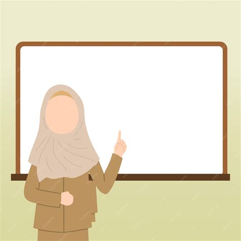 Premium Vector Islamic Teacher Using Uniform Teaching With Whiteboard In The Classroom