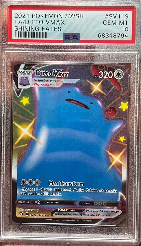 Psa 10 Shiny Ditto Vmax Sv119sv122 Pokemon Shining Fates Gem Mint