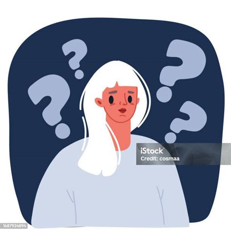 질문 또는 문제 해결의 만화 벡터 그림입니다 질문 딜레마 문제 개념입니다 생각하는 여자가 질문한다 선택 개념입니다 질문의 개념