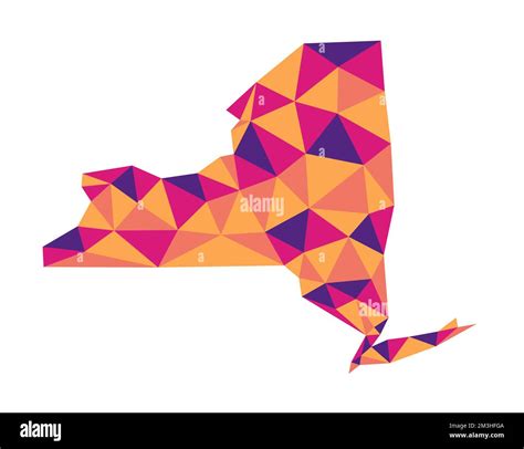 New York State Simple Polygon Colorful Map Low Poly Trendy Style Vector Map Of New York State