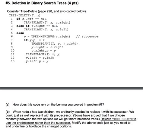 5 Deletion In Binary Search Trees 4 Pts Consider