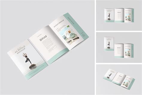 4984 4款海报折页书籍画册宣传册设计PS样机 A4 Bifold Brochure Mockup GOOODME 果觅网