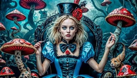 The Beautiful Girl Alice Found Herself In Wonderland Premium Ai