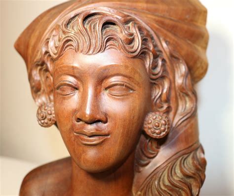 Antique Carved Balinese Indonesian Bali Nude Lady Bust Wood Etsy