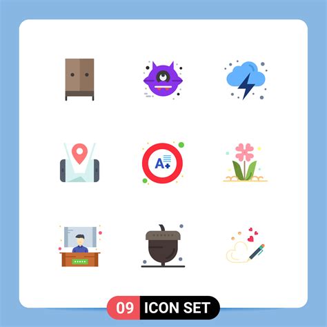 Pack Of 9 Modern Flat Colors Signs And Symbols For Web Print Media Such As Grade Technology