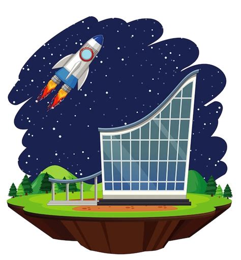 Escena Con Nave Espacial Volando En El Cielo Vector Gratis