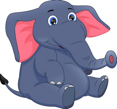 Lindo Elefante De Dibujos Animados Vector Premium