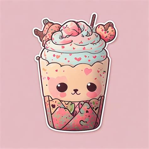 Premium Ai Image Boba Sticker Boba Adorable Lovely Excited Cute Happy