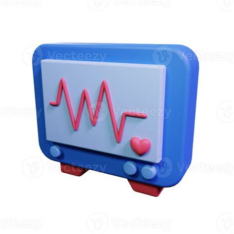 3d Render Ecg Machine Icon Illustration 26421154 Png