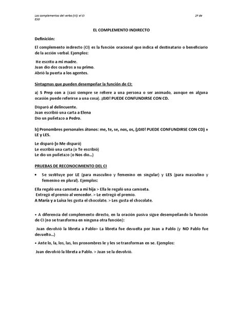 El Complemento Indirecto Pdf