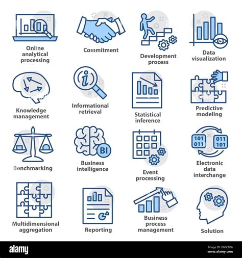 Business Management Icons In Line Style Pack Stock Vector Image Art Alamy