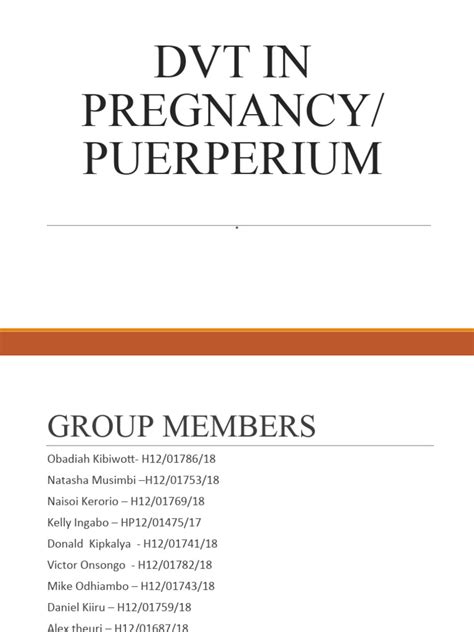Group D Presentation Dvt In Pregnancy Pdf Thrombosis Vein