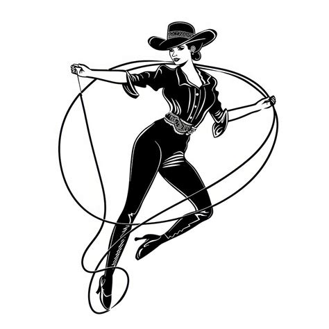 Cowgirl Lassoing In Stylish Pose Free Photo Illustration Rawpixel