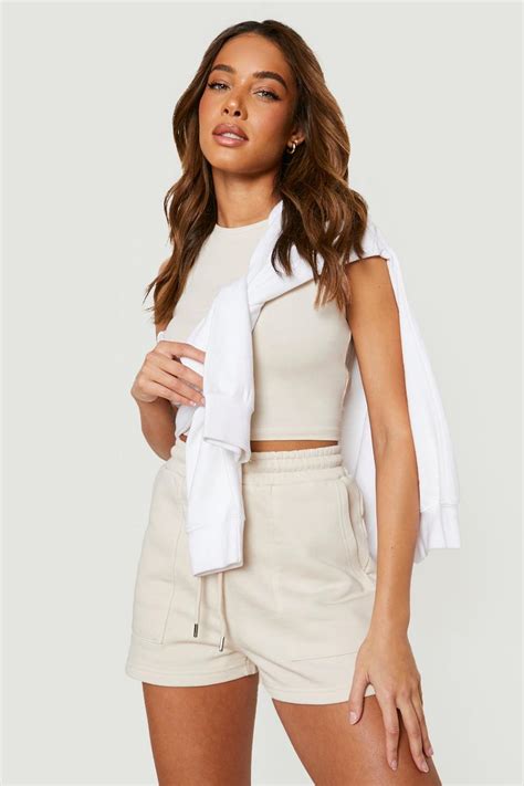 Racer Crop Top And Short Set Boohoo Uk