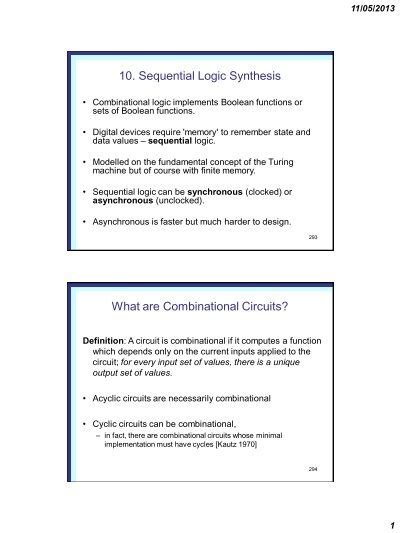 10 Sequential Logic Synthesis What Are Combinational Circuits