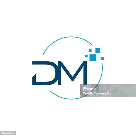 디지털 기술 초기 D M 편지 로고 디자인 벡터 그래픽 개념 독일 마르크에 대한 스톡 벡터 아트 및 기타 이미지 독일 마르크