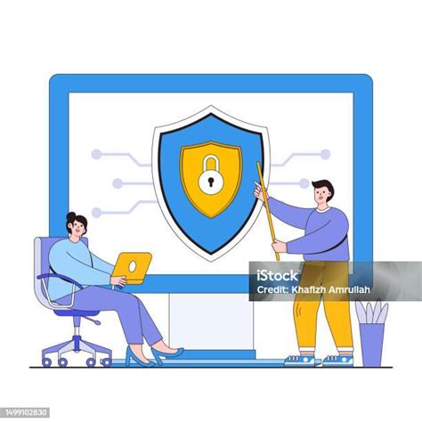 캐릭터가 있는 사이버 보안 교육 벡터 그림 개념 직원 교육 모범 사례 사이버 보안 인식 랜딩 페이지 웹 배너 인포그래픽을 위한