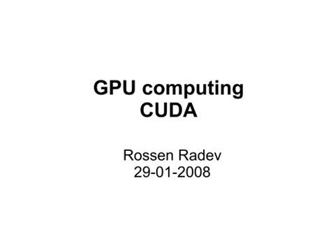 Gpu Computing Cuda Monte Carlo Group