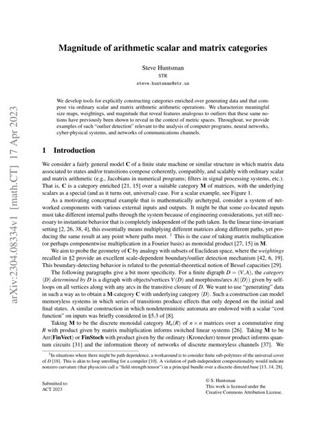 Pdf Magnitude Of Arithmetic Scalar And Matrix Categories