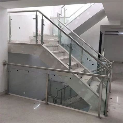 Deck Stainless Steel Clear Glass Stair Railing For Home At Best Price
