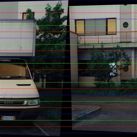 An Example Of Rectified Stereo Pair Some Epipolar Lines Are Drawn On