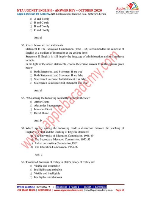 Nta Ugc Net September 2020 English Question Paper And Answer Key