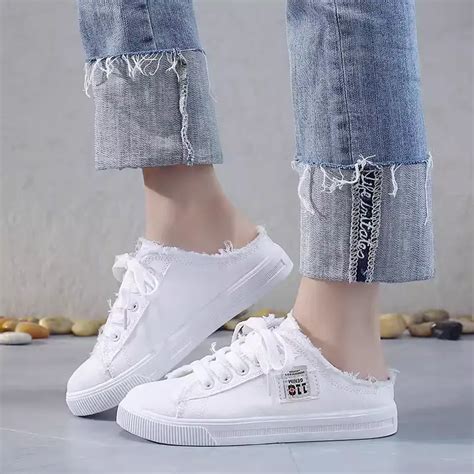 Ct2208 Canvas Sandals Heel Free Flat Shoes City Shop