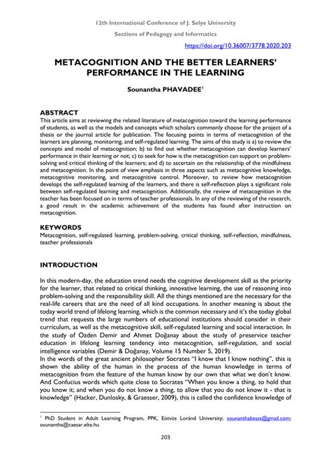 Pdf Metacognition And The Better Learners Performance In The Learning