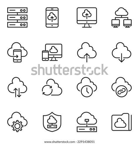 Set Cloud Computing Line Icons Cloud Stock Vector Royalty Free