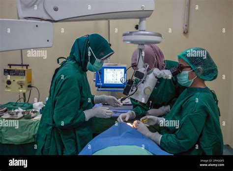 Bogor Indonesia March 27 2023 Doctors Perform Cataract Eye Surgery